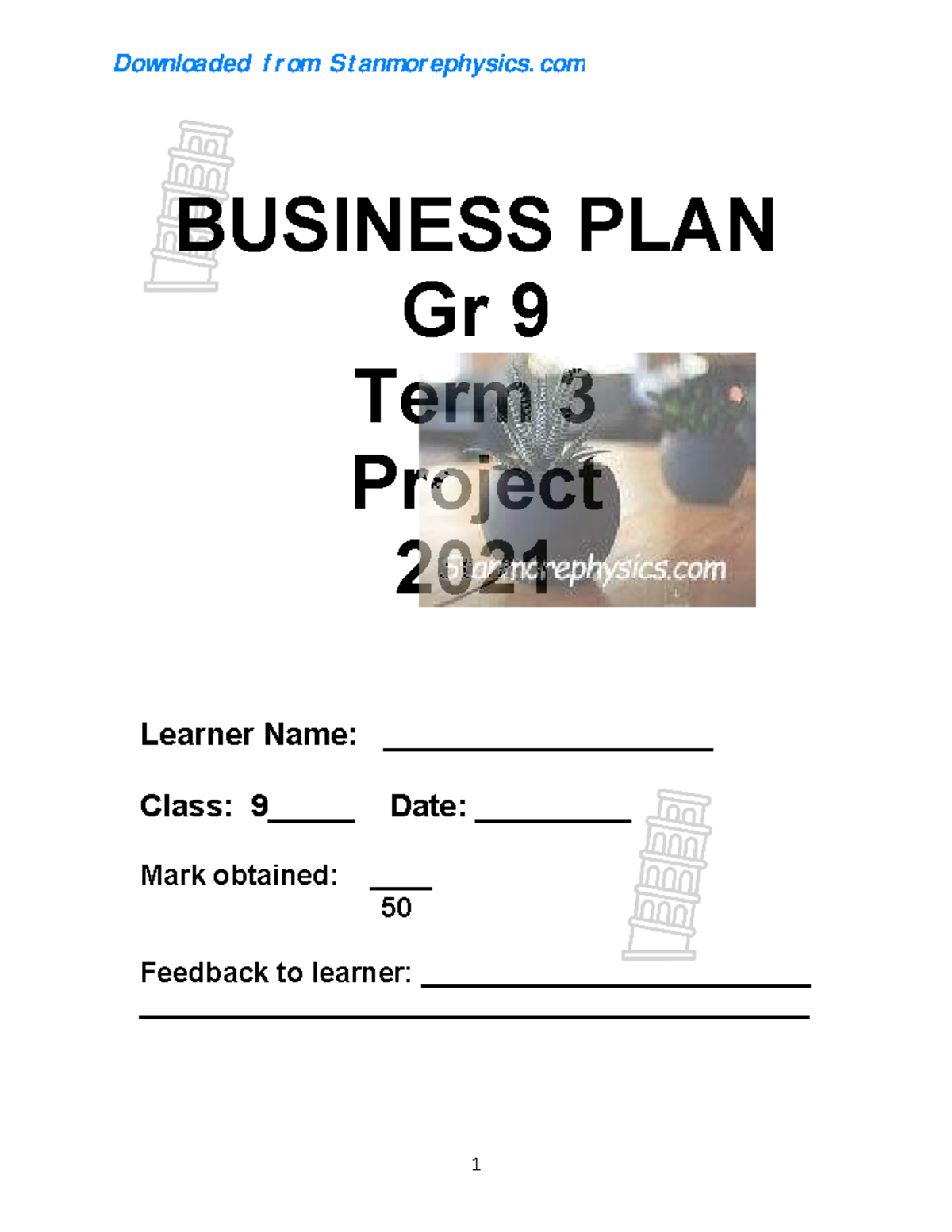 Gr 9 Business Plan Project - Term 3 2021 QP & Assessment Guide - Studocu