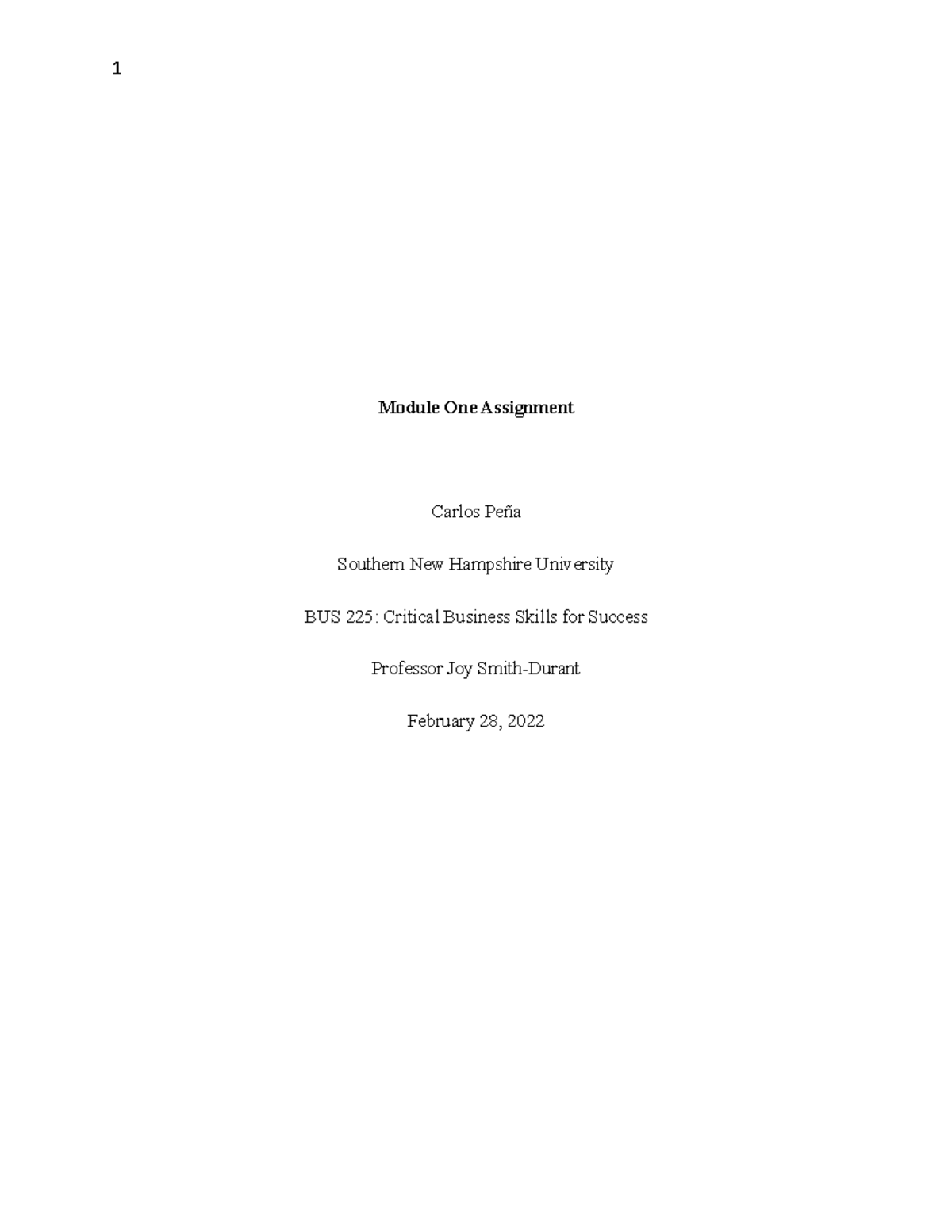 BUS225 Module One Assignment: Critical Thinking in Business Success ...