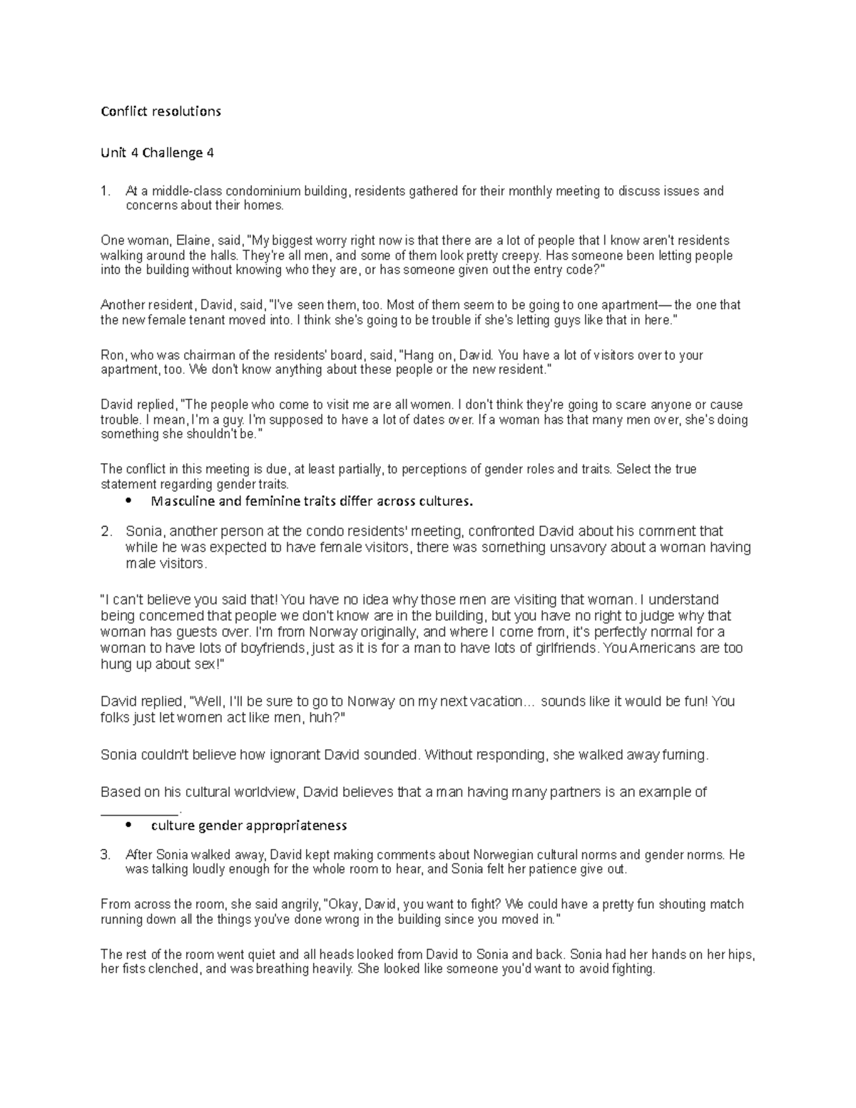 Unit 4 Challenge 4: Understanding Gender-Based Conflicts in Community ...