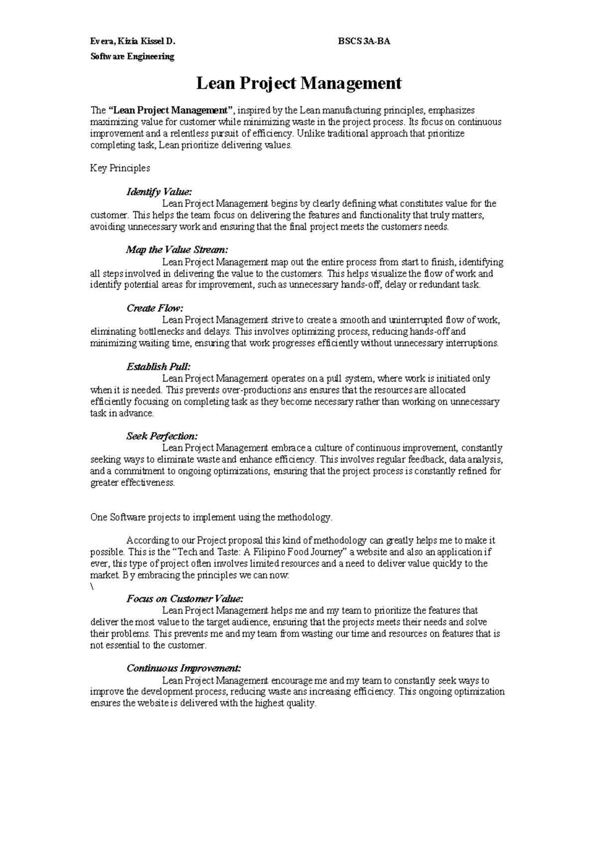 BSCS Lean Project Management: Maximizing Value & Efficiency - Studocu