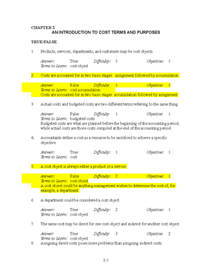 Ch05 - cost terminologies - CHAPTER 5 ACTIVITY-BASED COSTING AND ACTIVITY- BASED MANAGEMENT ...