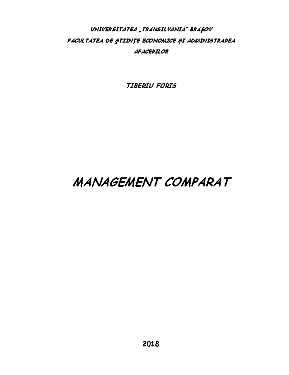 Comparative Management Course Notes - Universitatea Transilvania - Studocu