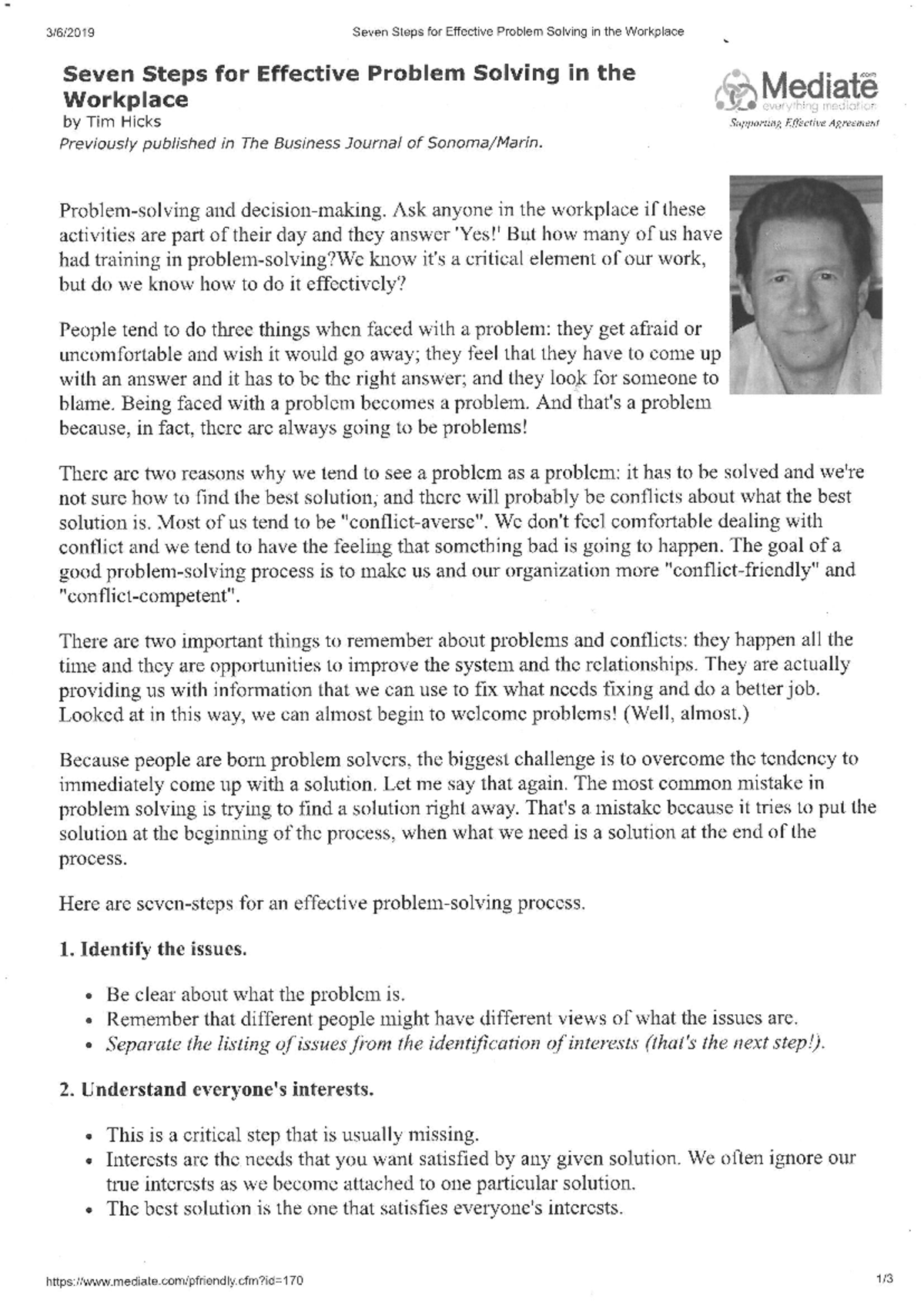 Seven Steps for Effective Problem Solving in the Workplace - Studocu