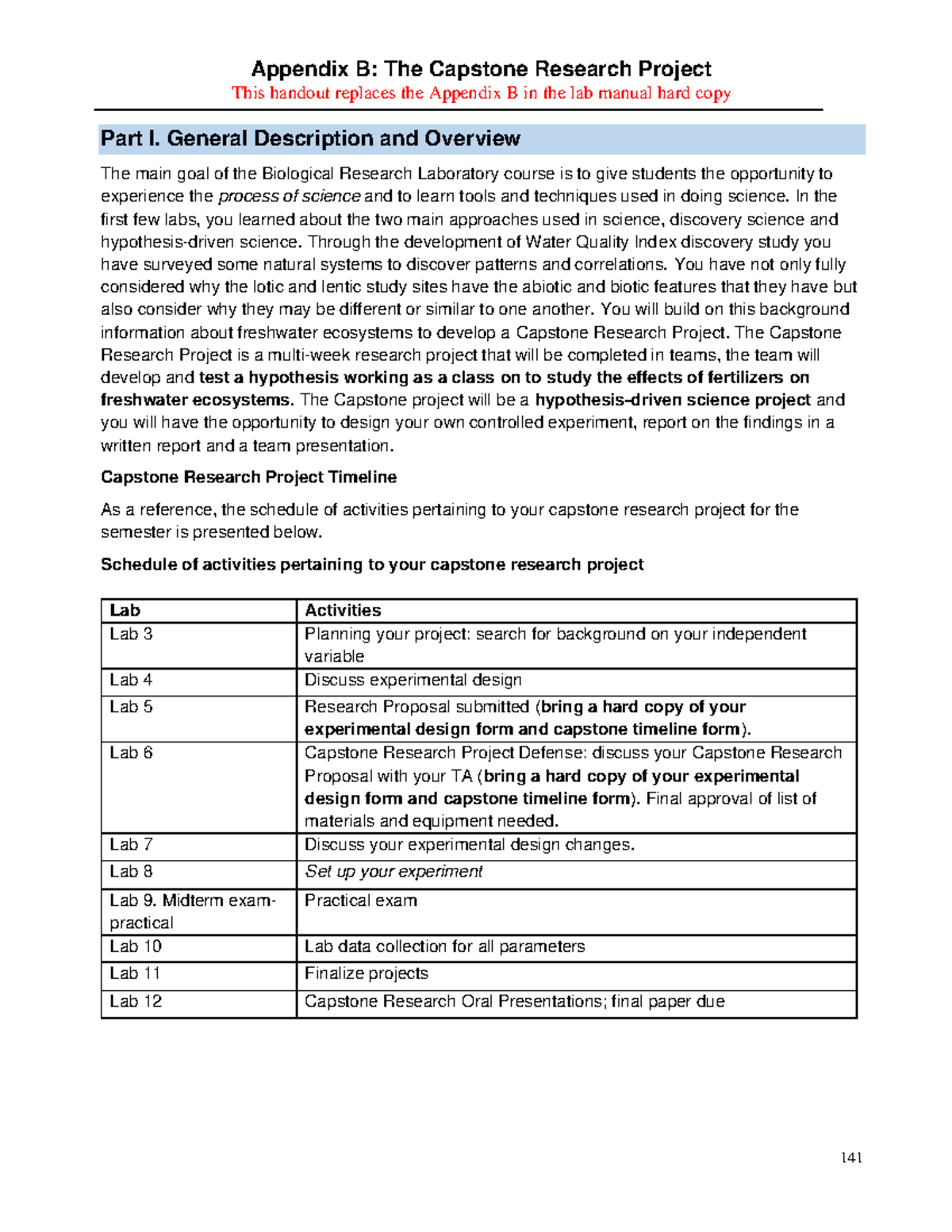 Capstone Research Project Timeline & Guidelines for BIOL 2024 - Studocu