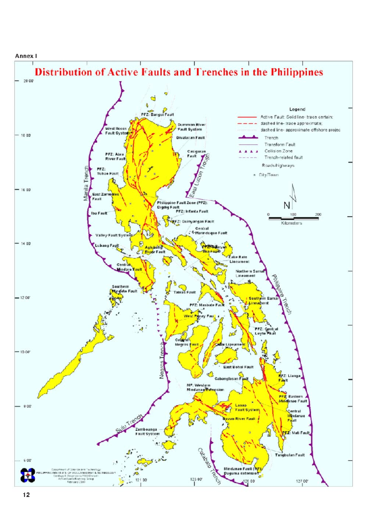 Distribution of Active Faults and Trenches in the Philippines (Annex I ...
