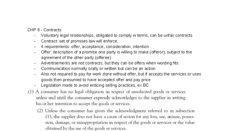 GMGT 3300 - Chapter 6 Contracts: Key Concepts and Legal Principles ...