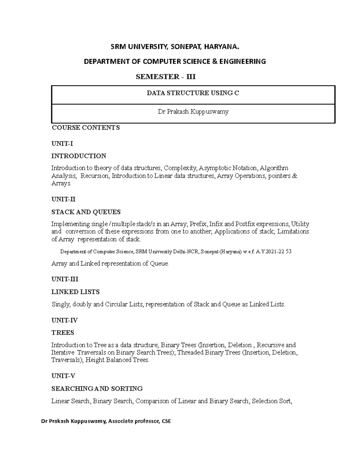 BCA-DS-Unit-1-Lecture-Notes: Data Structures with C Insights - Studocu