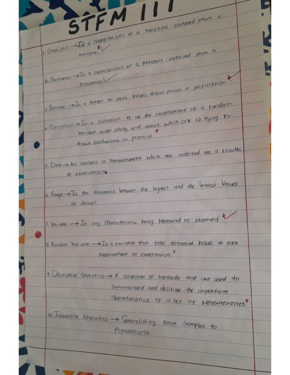 STFM 111 Notes - Terms to know to pass introductory statistics - STFM a ...