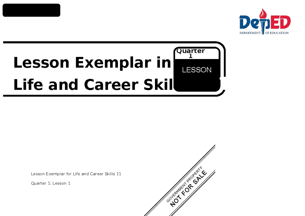 SHS LCS Q1 LE1 - Life and Career Skills Lesson Exemplar - Studocu