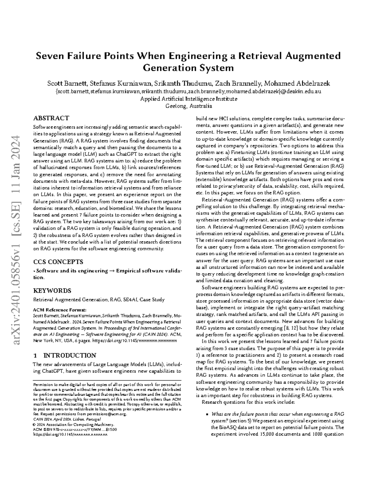 Seven Failure Points in Engineering RAG Systems: Insights from Case ...