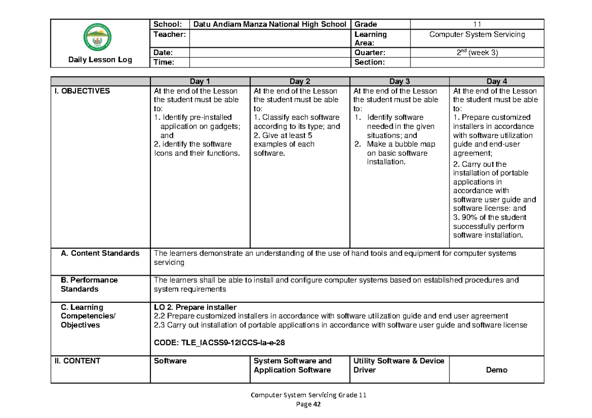 DLL TLE CSS11 Q2 Week 3 - Software Installation & Functions - Studocu