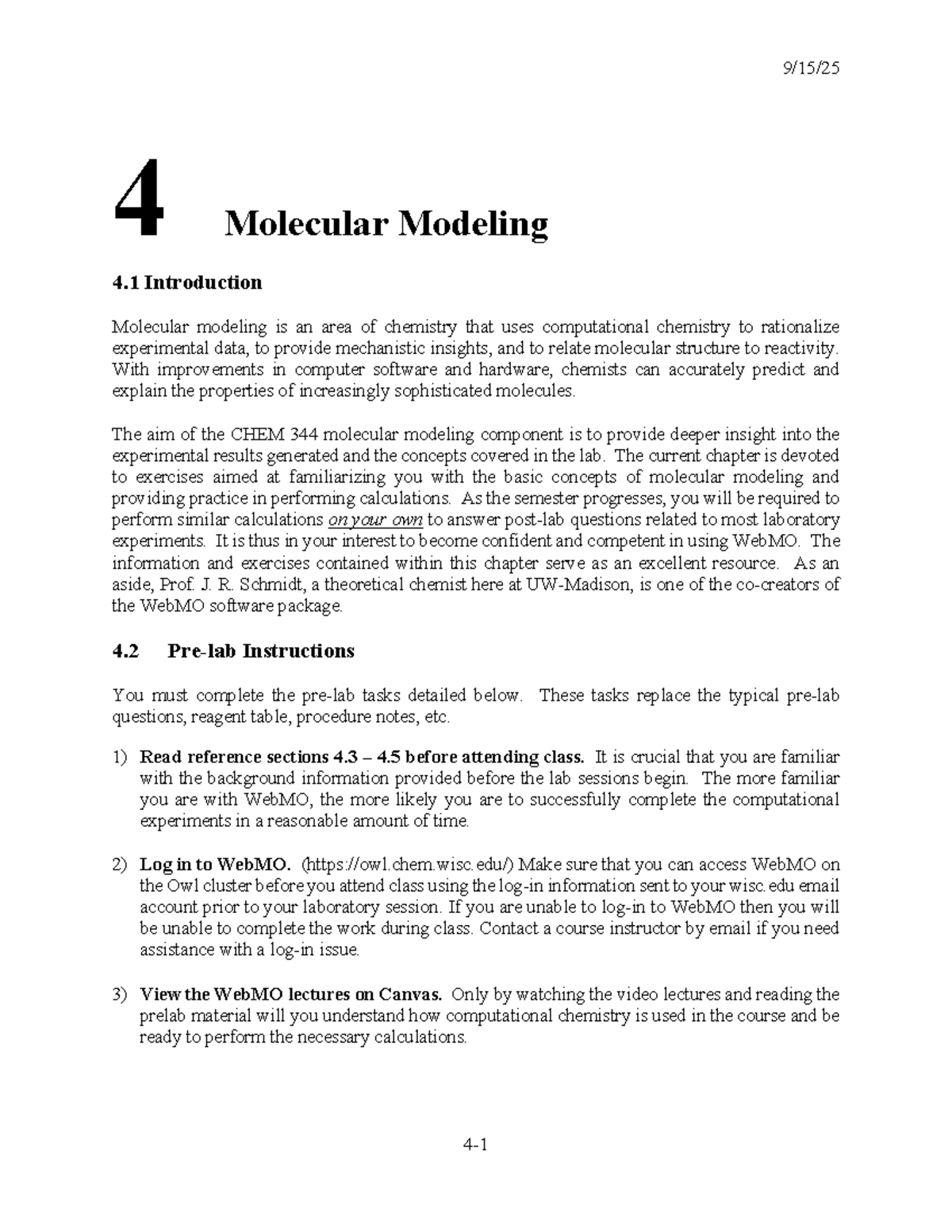 CHEM 344 Molecular Modeling: Introduction and Exercises Guide - Studocu