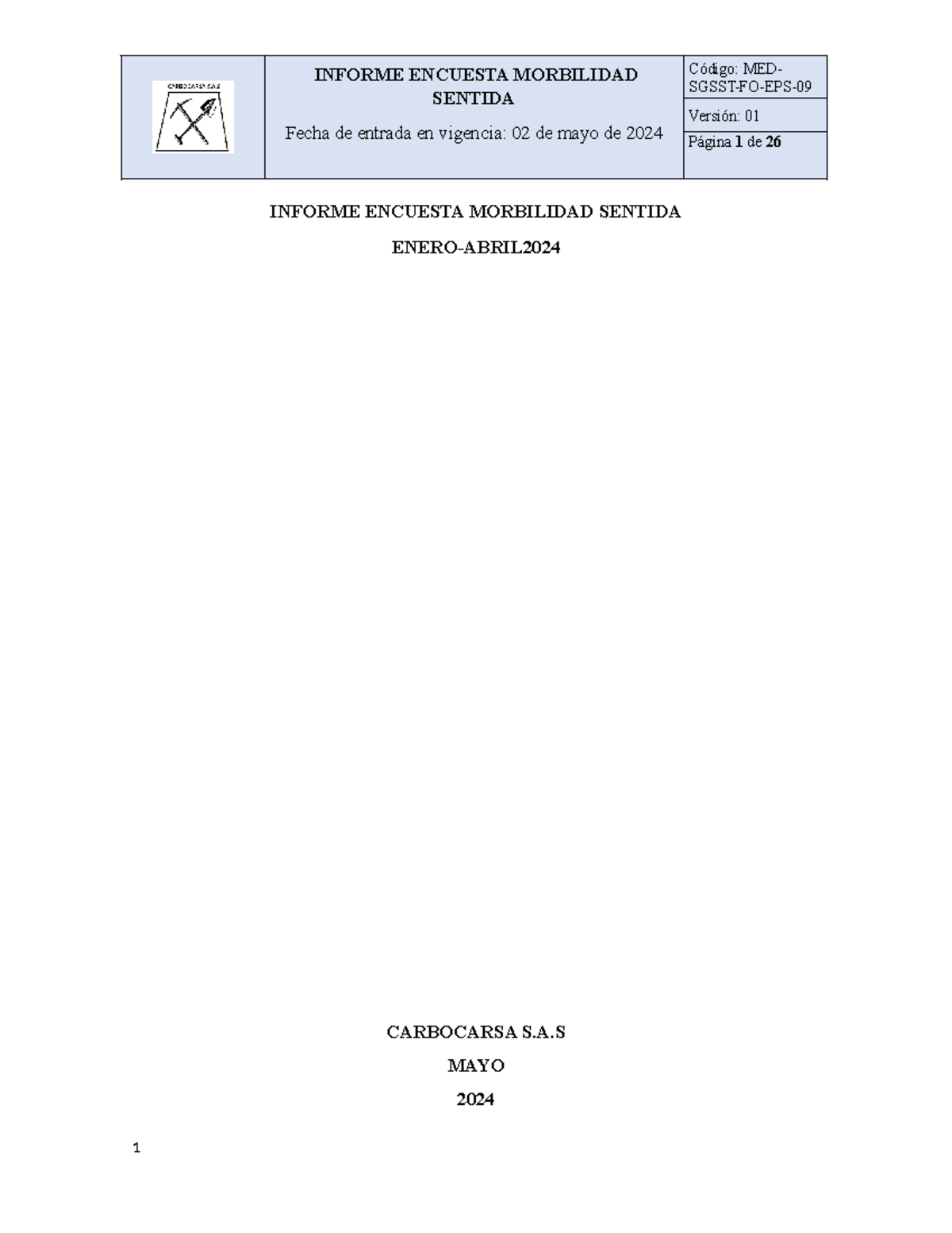 Informe sobre Morbilidad Sentida - SGSST-FO-EPS - Mayo 2024 - Studocu