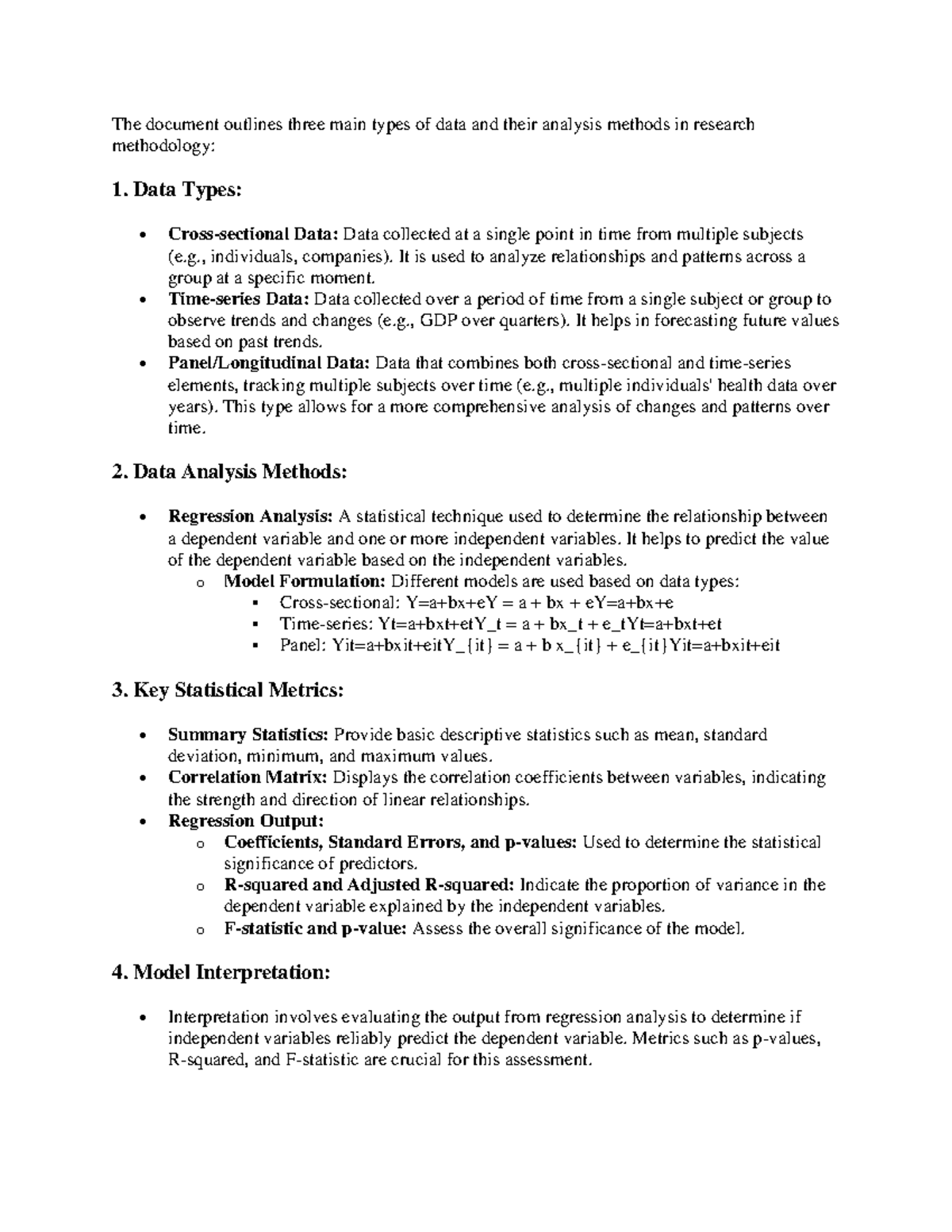 Research Methodology: Data Types & Analysis Methods (Course Code: RM101) - Studocu