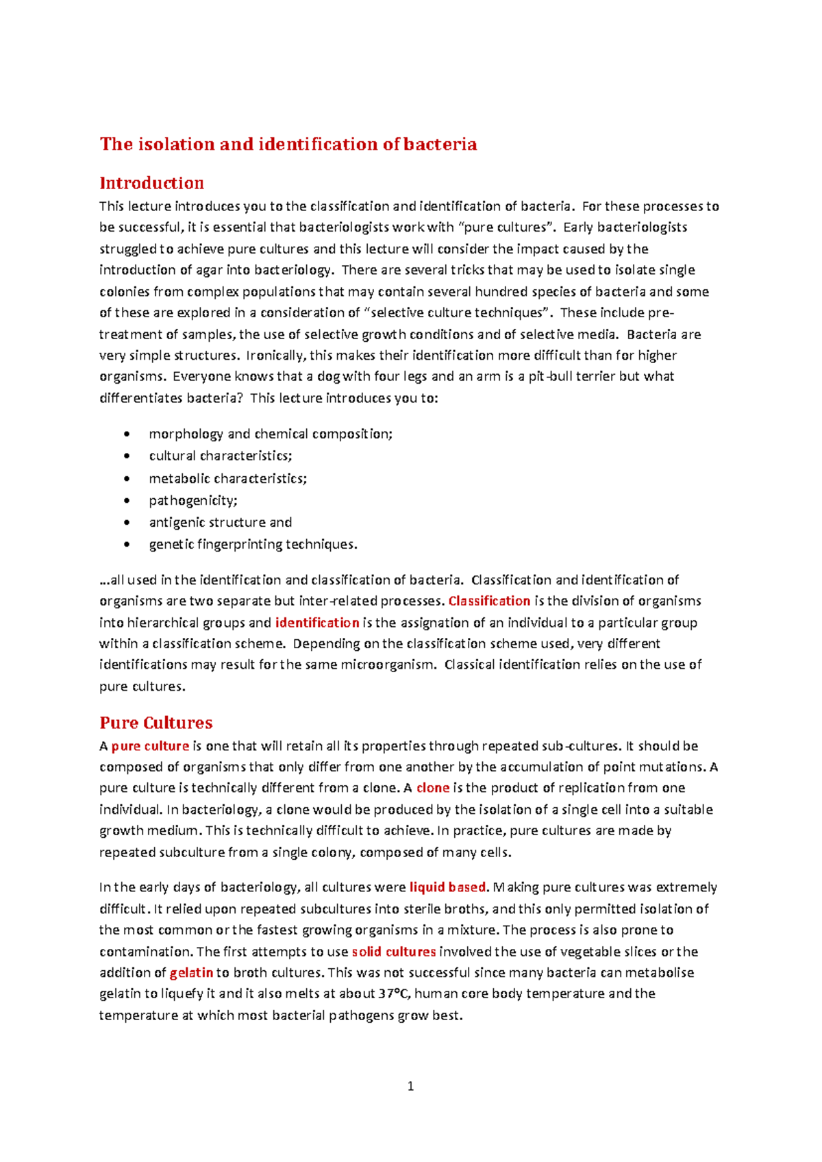 L3-Bacterial Isolation & Identification Lecture Notes: Techniques ...