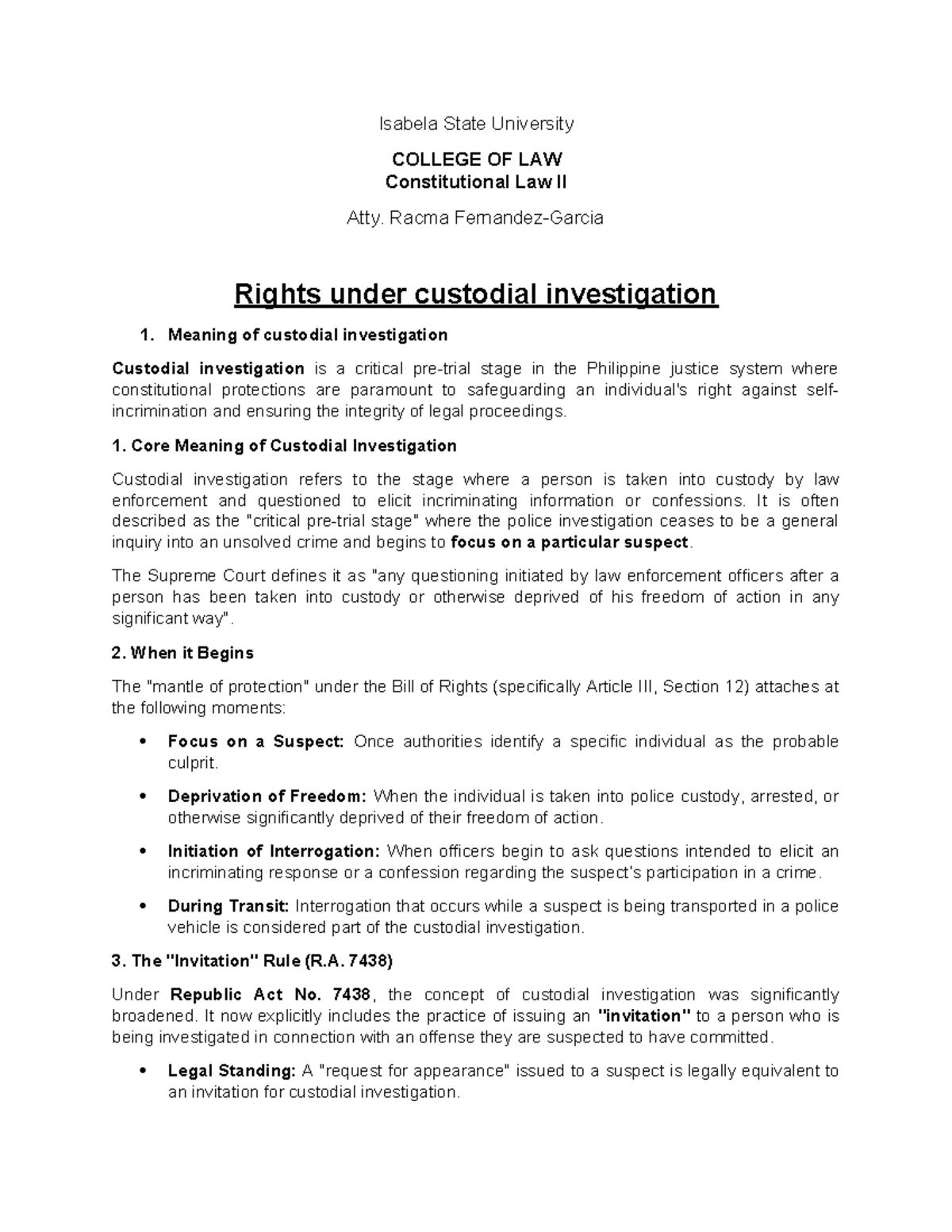 Isabela State University COLLEGE OF LAW Constitutional Law II Atty ...