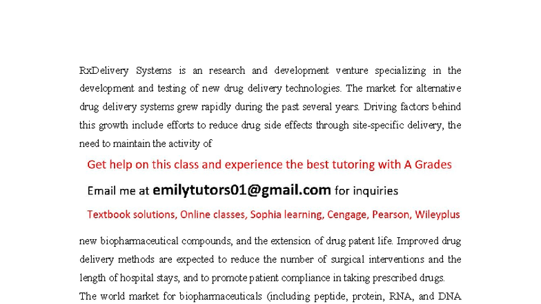 RxDelivery Systems: R&D in Drug Delivery Tech & Financial Projections ...