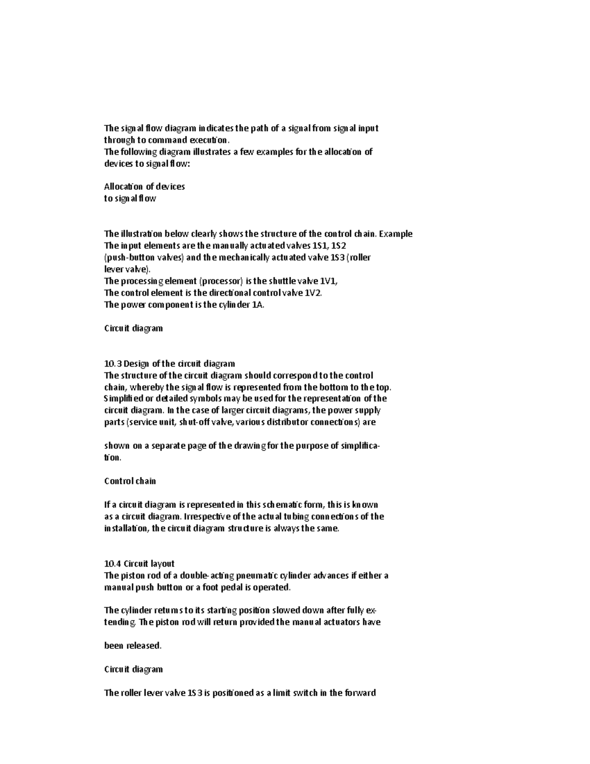 Hydraulic and Pneumatic System 3 - The signal flow diagram indicates ...