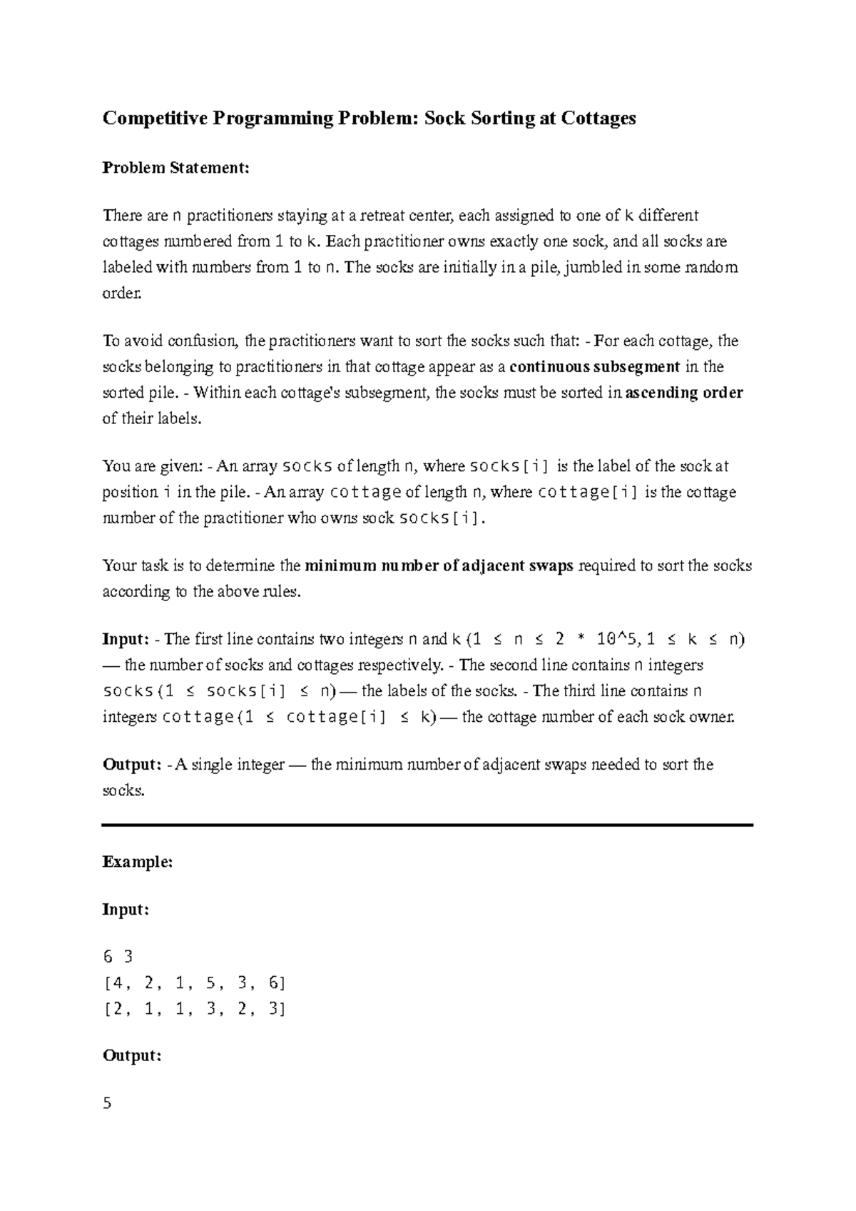 Assignment on Sock Sorting Problem: Practitioners & Cottages - Studocu