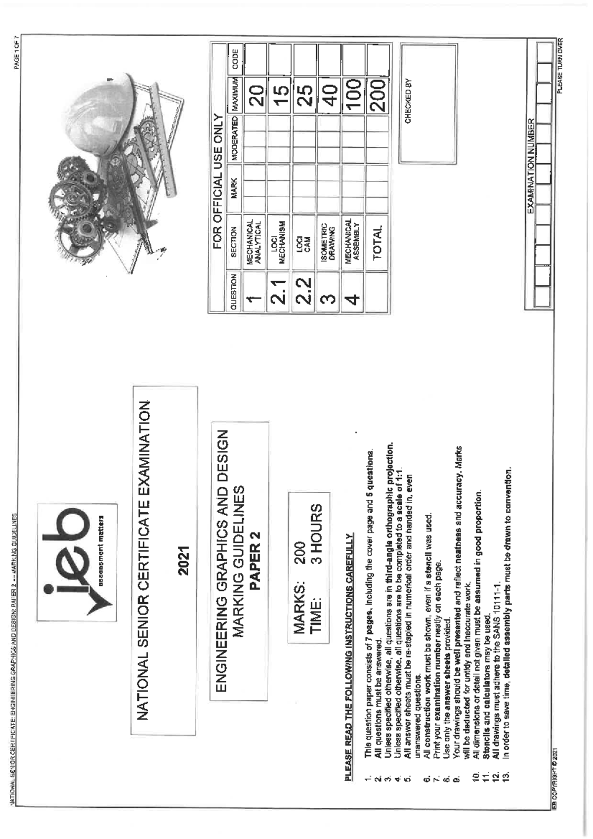 Engineering Graphics & Design P2 2021 Marking Guidelines and Memo - Studocu