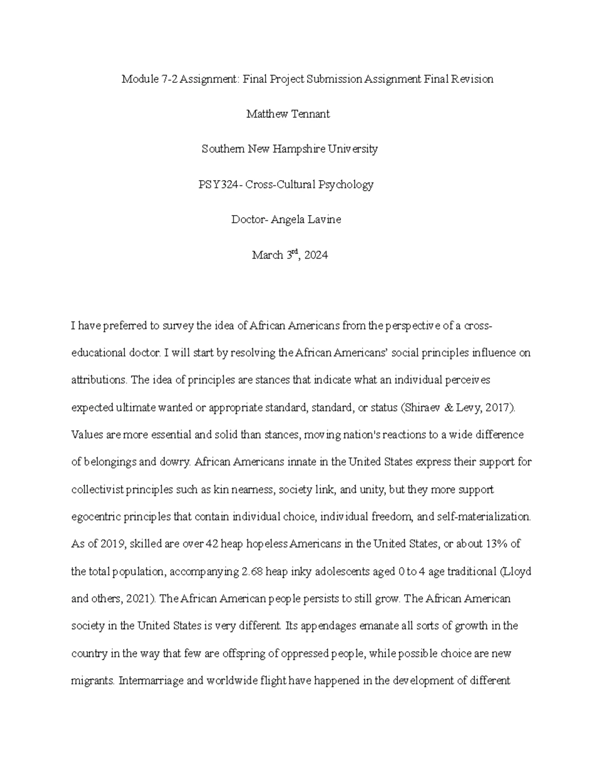 PSY324 Week 7 Module 7-2 Final Project Submission Assignment Revision ...