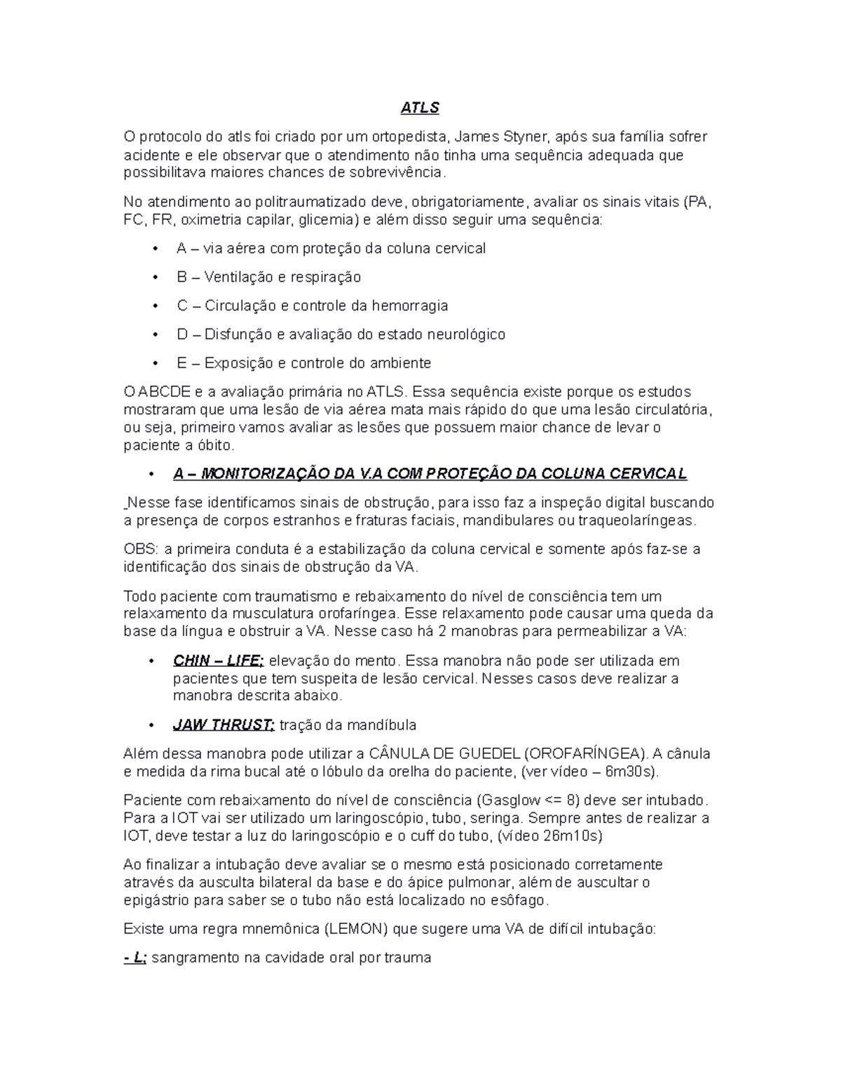ATLS - Pontos principais do ATLS e como conduzir na emergência - ATLS O ...