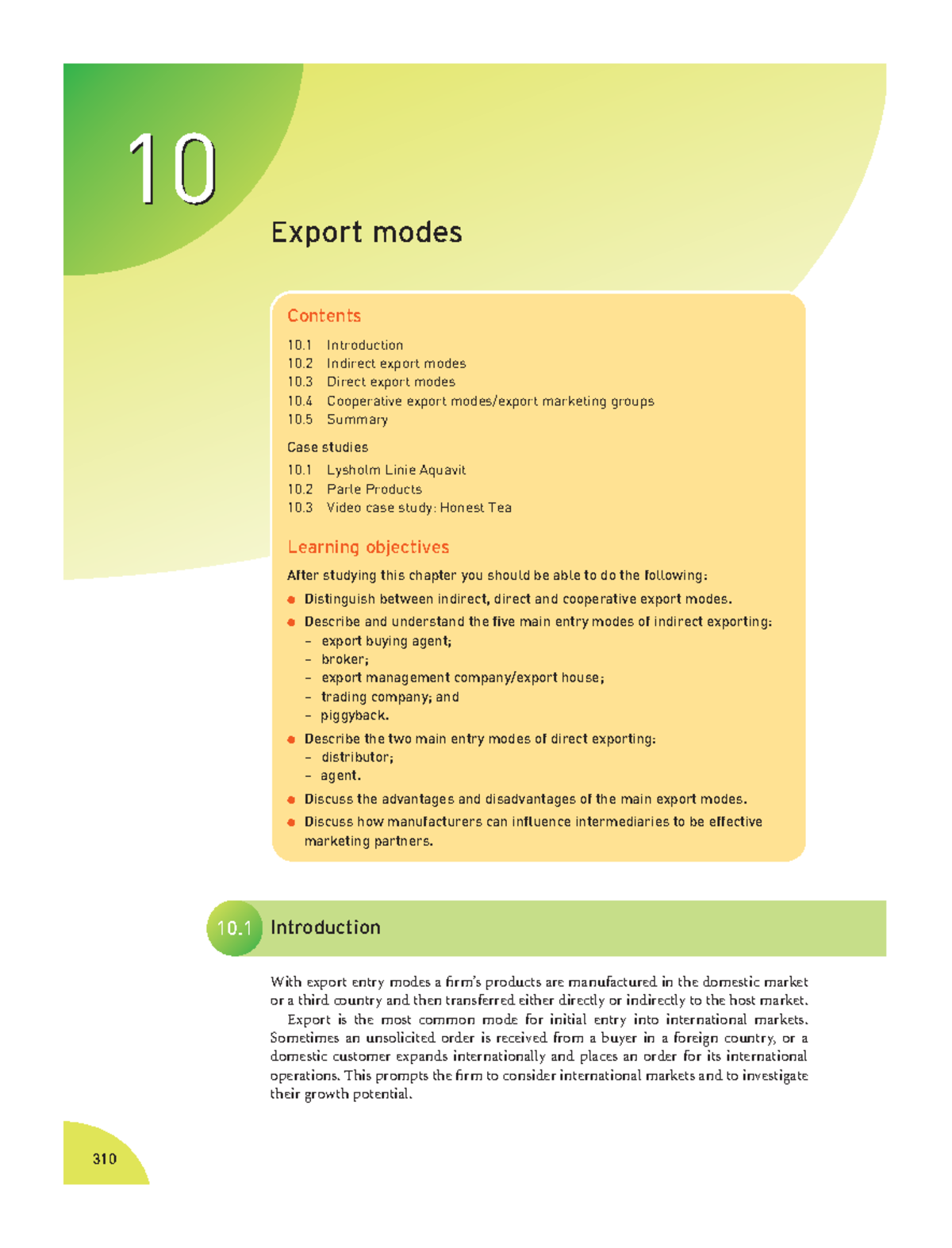 Chapter 10: Export Modes - Indirect, Direct, and Cooperative Strategies ...
