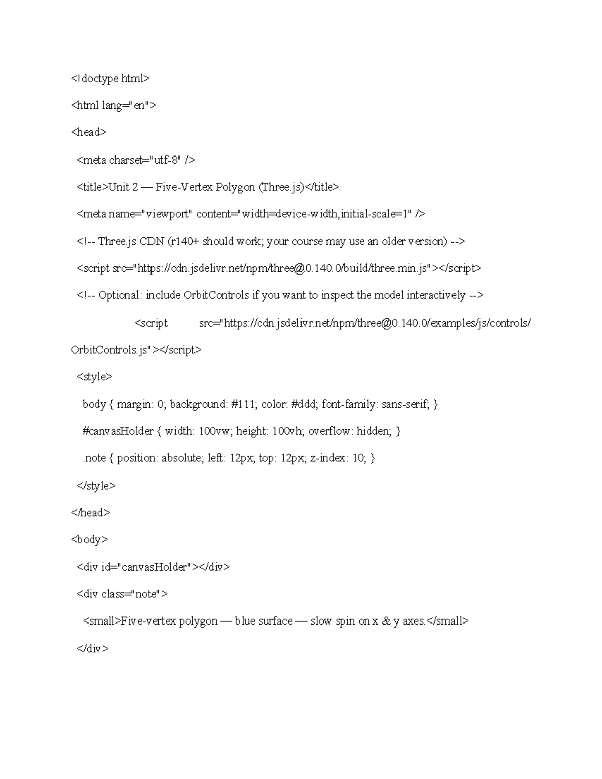 CS 4406 Programming Assignment 2: Creating a Rotating Polygon in Three ...
