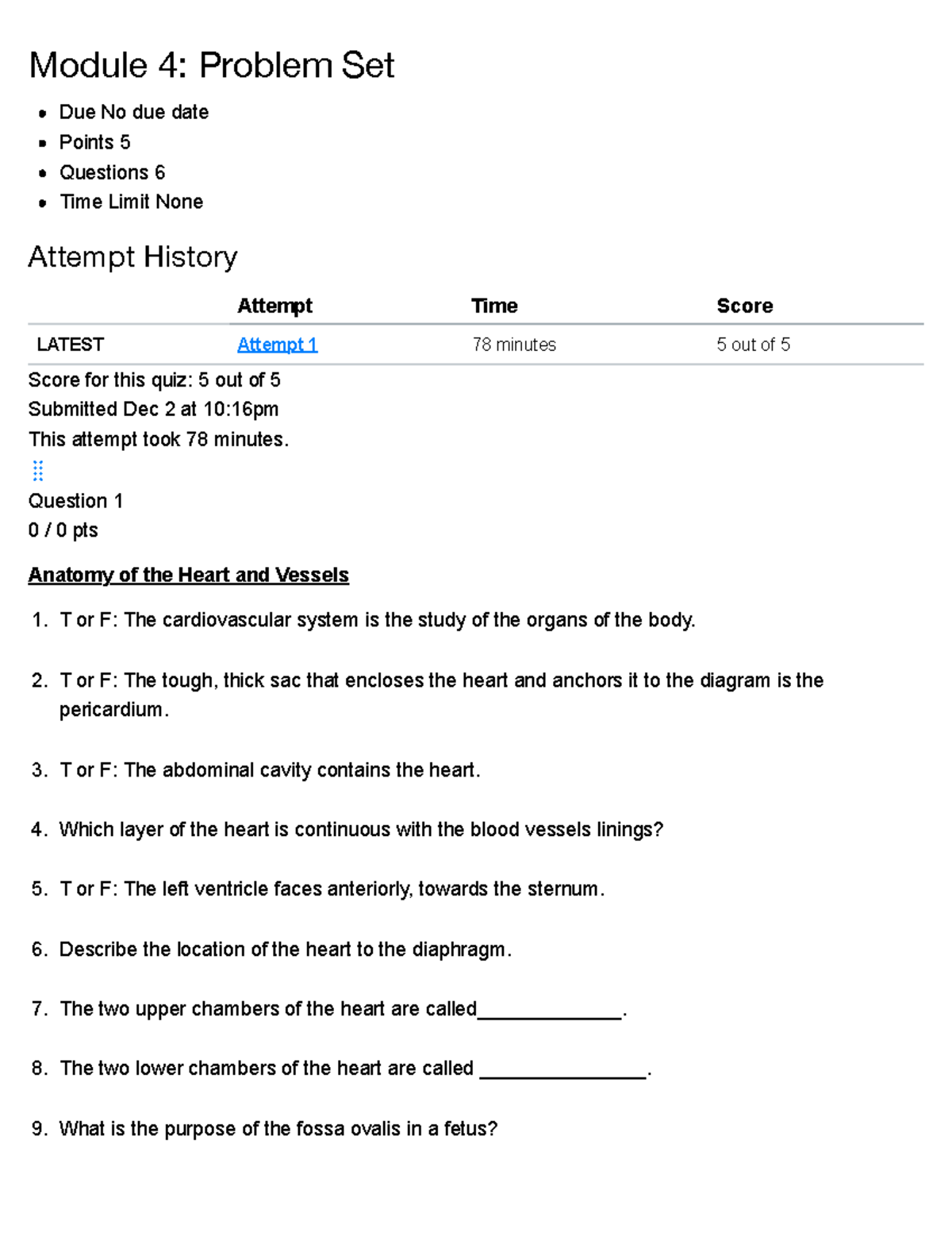 Module 4: Problem Set on Human Anatomy & Physiology II w/Lab - Studocu
