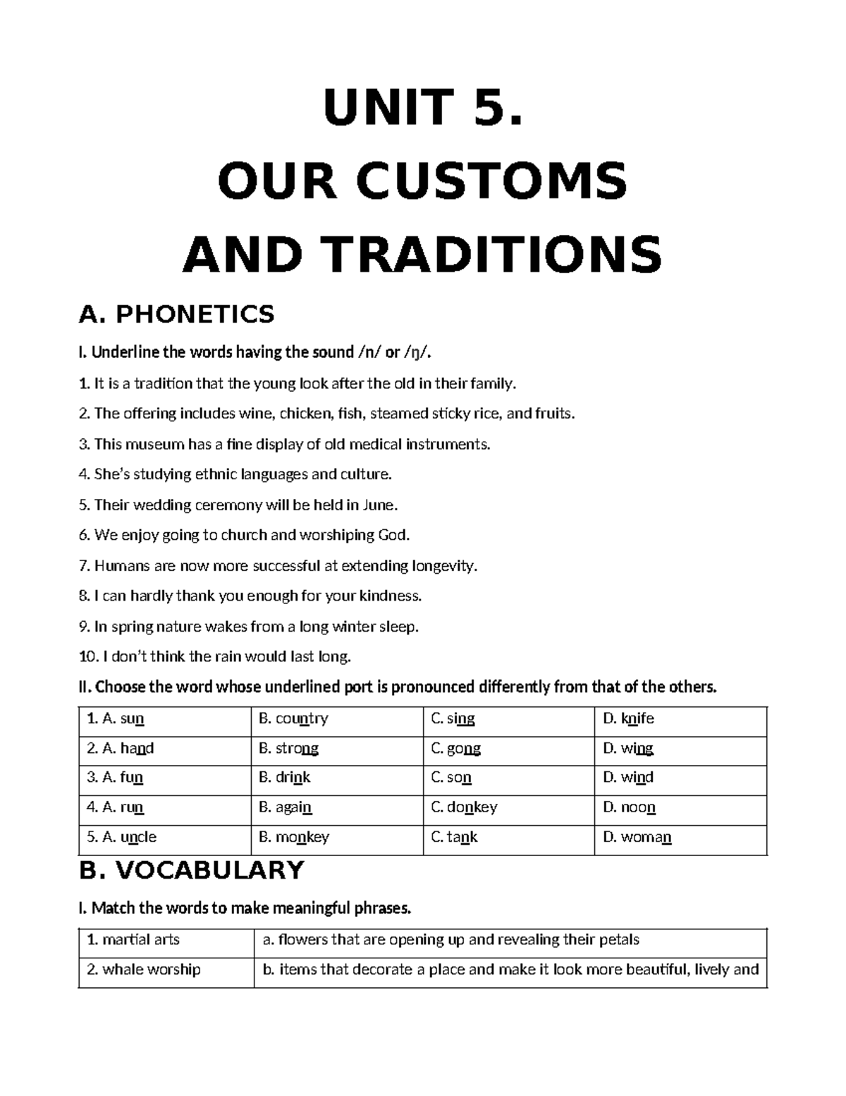 Bài Tập Thực Hành Tiếng Anh 8 Global Success MLH - Đáp Án UNIT 5 ...