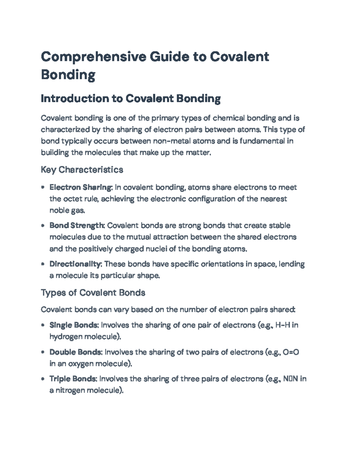 Comprehensive Guide to Covalent Bonding (CHEM101) - Comprehensive Guide ...