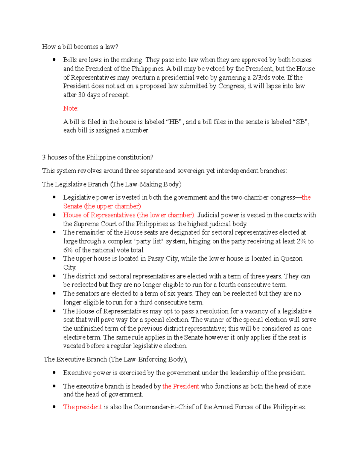 The Philippine constitution - How a bill becomes a law? Bills are laws ...