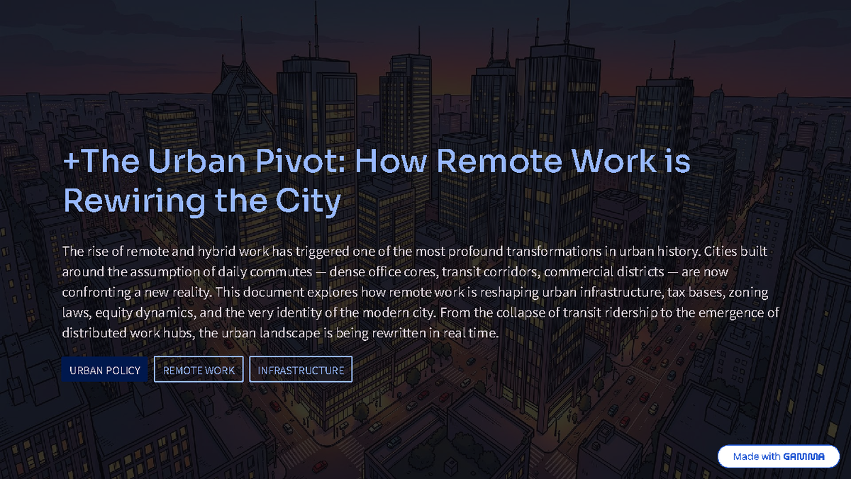 URB POL 101: The Urban Pivot - Remote Work's Impact on Cities - Studocu