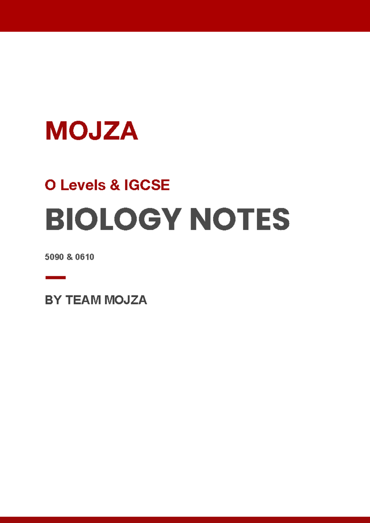 MOJZA O Levels IGCSE Biology Notes 5090 0610 - Comprehensive Guide ...