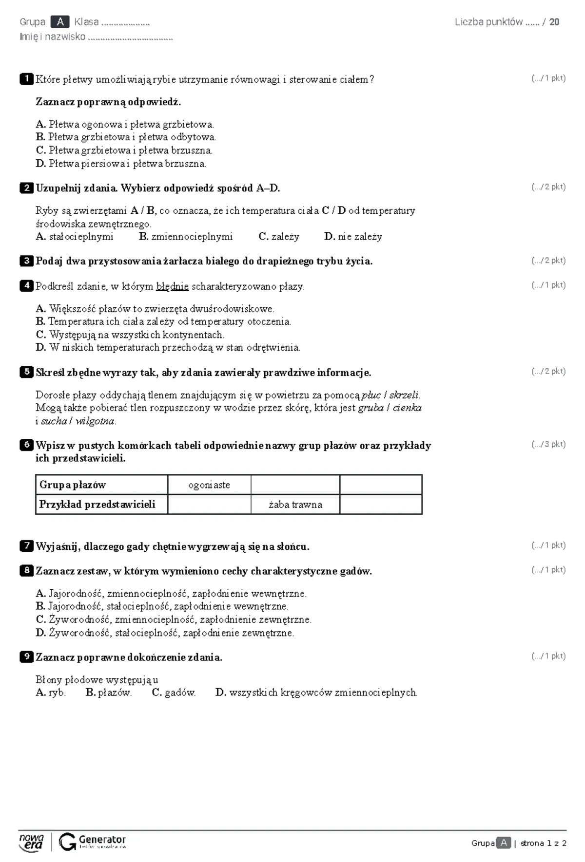 Karty pracy ucznia cz 1 klucz odpowiedzi 2024 - Biologia na czasie – zakres podstawowy Karty ...