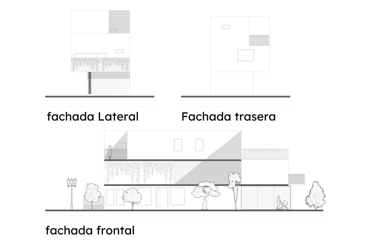 Fachadas casa habitacion - Metodología para el diseño - fachada frontal fachada Lateral Fachada ...