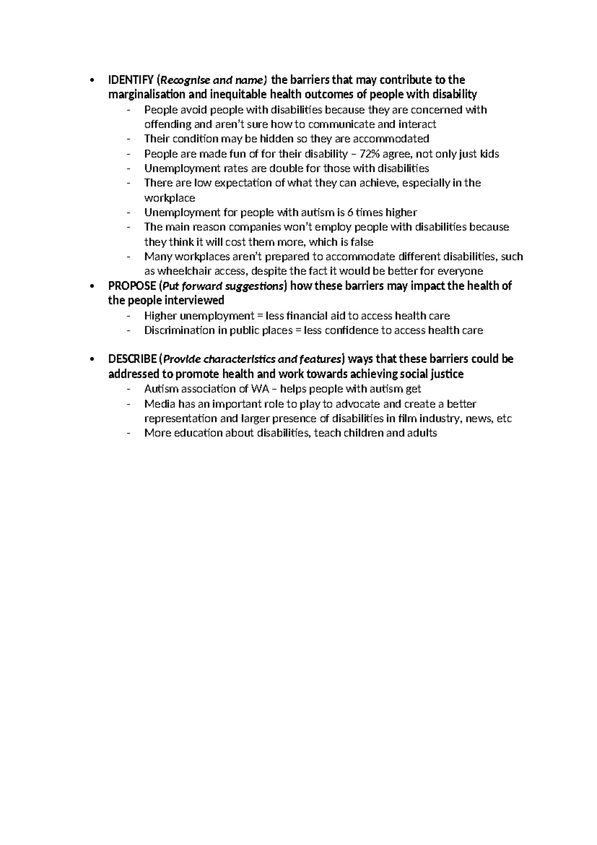 Disabilities - Barriers to Health Equity: Exam Notes - Studocu
