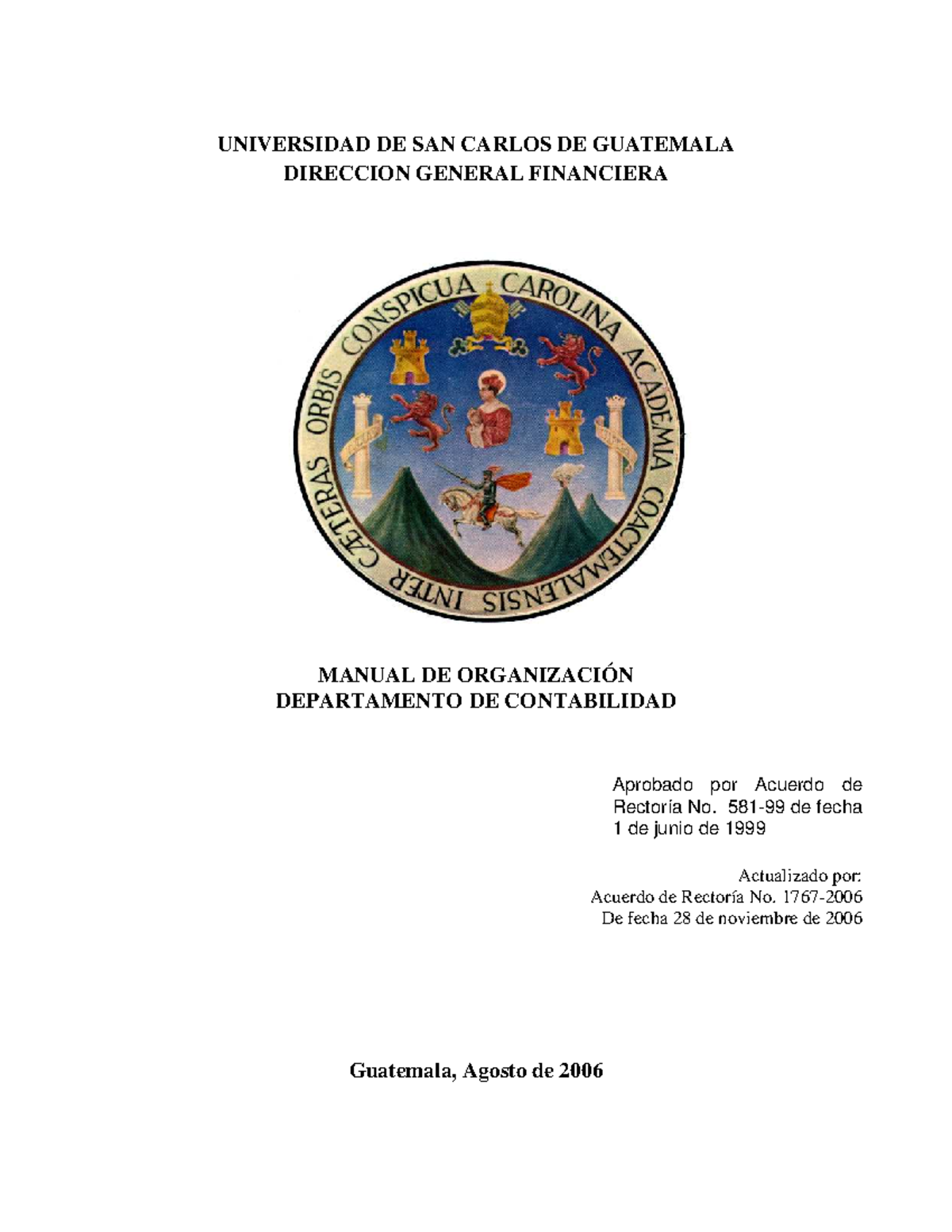 Manual de Organización del Departamento de Contabilidad - USAC - Studocu