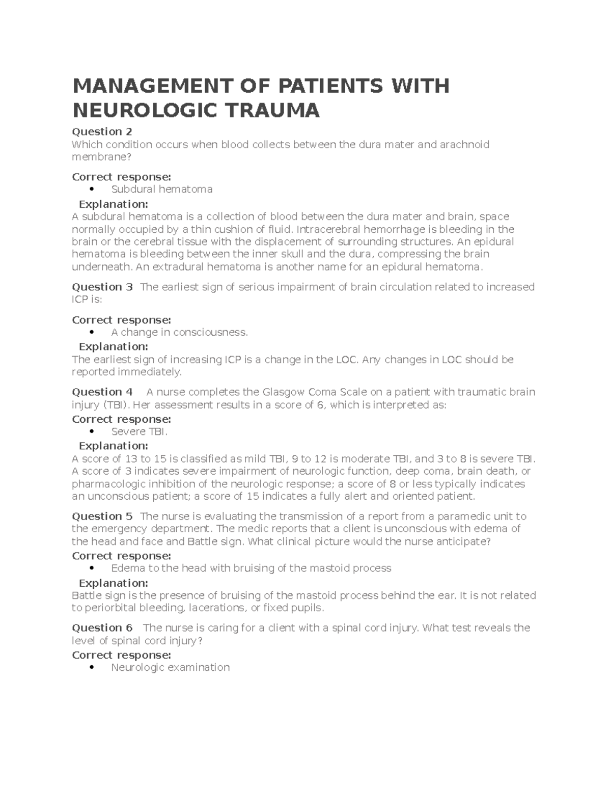 Chapter 63: Management of Neurologic Trauma Patients - Prepu ML7 Notes ...