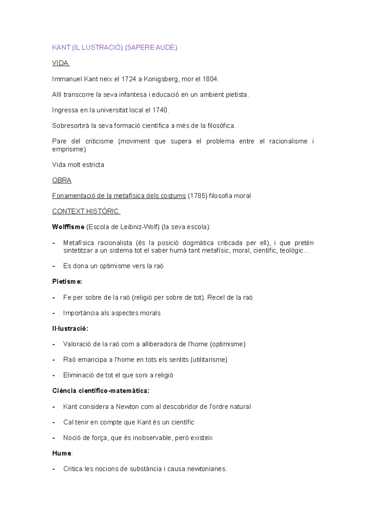 KANT - Allí transcorre la seva infantesa i educació en un ambient ...