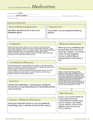Misoprostol (Cytotec) - ACTIVE LEARNING TEMPLATES Medication STUDENT ...