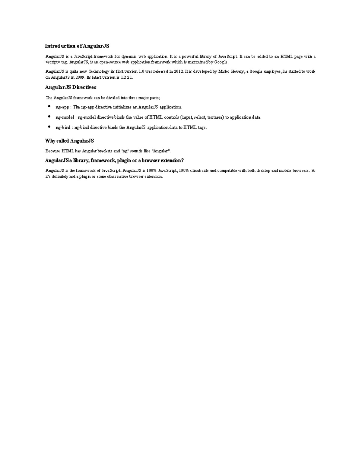 Angular JS Tutorial - Notes for Learner - Introduction of AngularJS ...