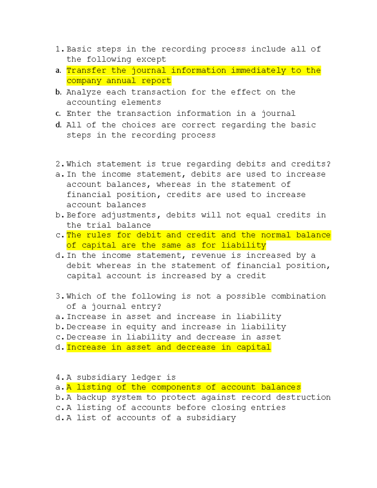ACC 101: Basic Steps in the Recording Process - Study Notes - Studocu