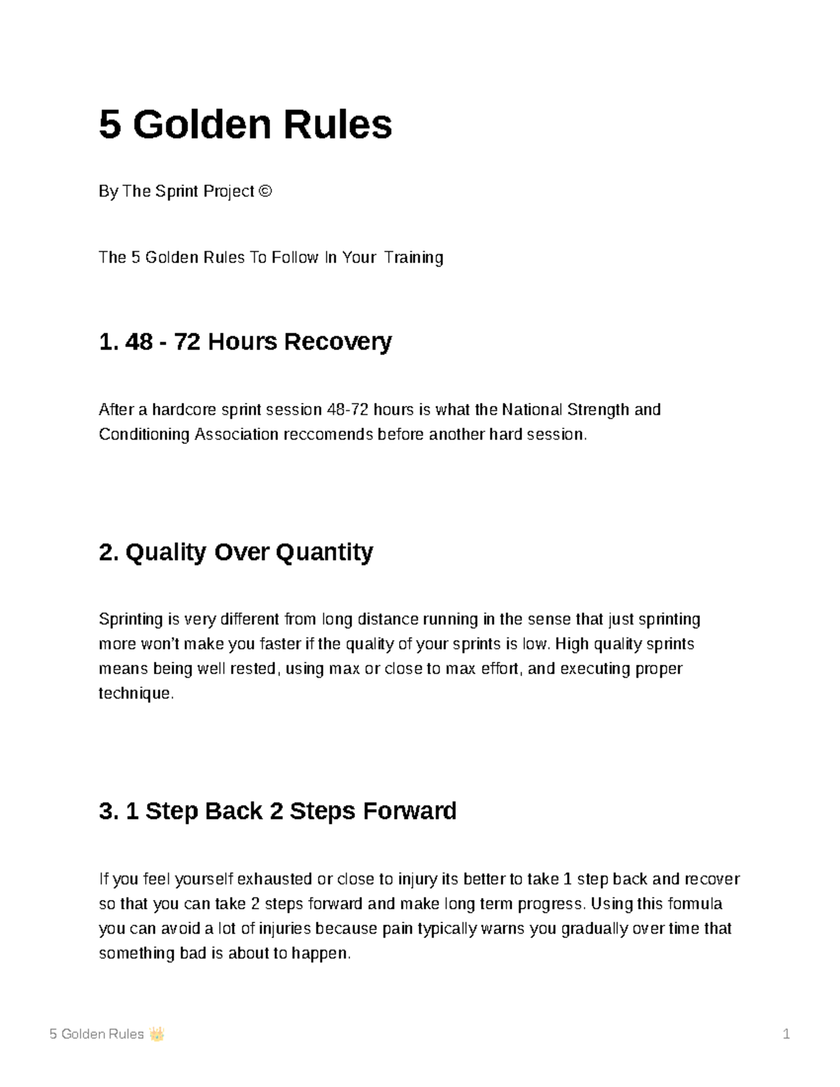 5 Golden Rules - physical education - 5 Golden Rules 👑 1 5 Golden Rules ...