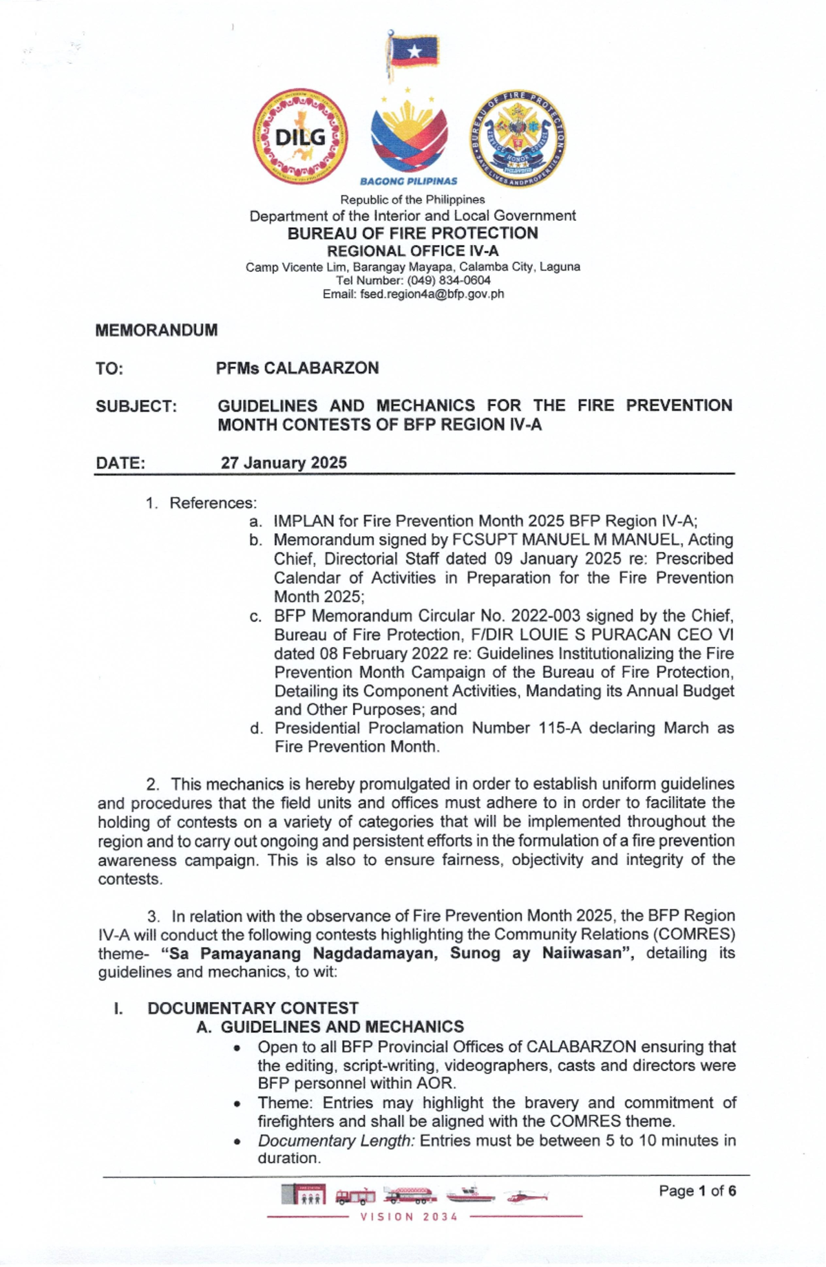 Guidelines AND Mechanics FOR THE FPM Contests OF BFP Region IV-A - DILG ...