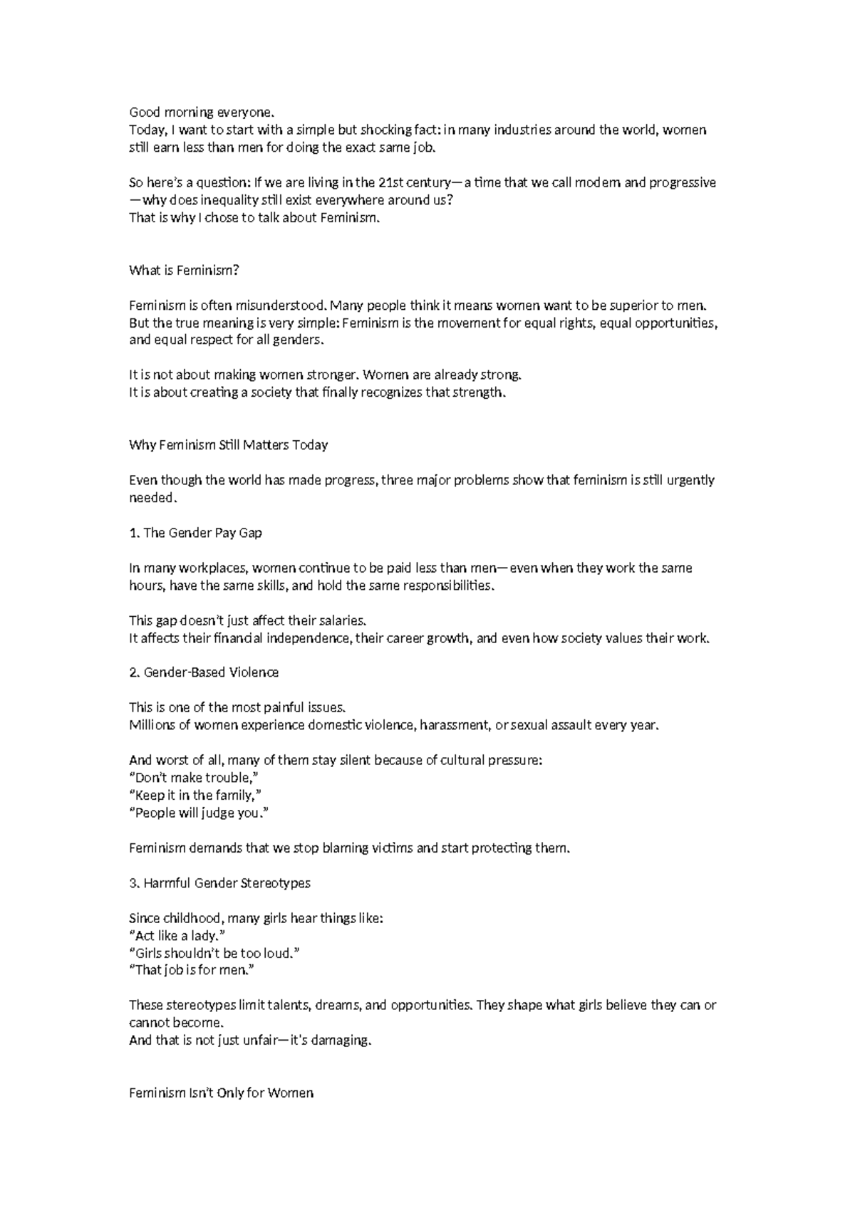 Final Exam: Understanding Feminism and Its Importance Today - Studocu