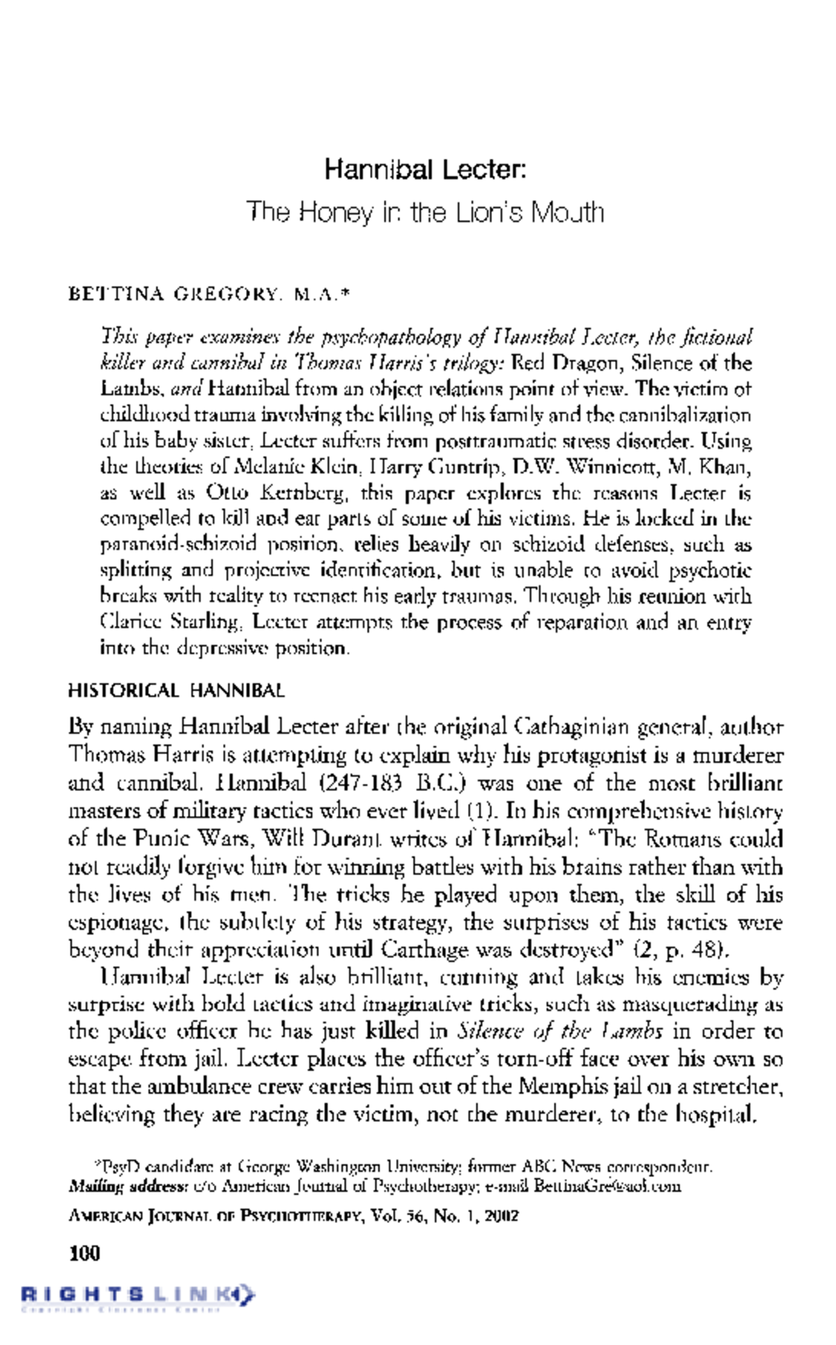 HIST 101: Hannibal Lecter - The Honey in the Lion's Mouth Analysis ...