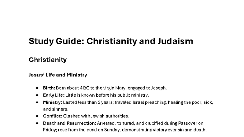 Study Guide: Christianity and Judaism (Course Code: REL101) - Studocu