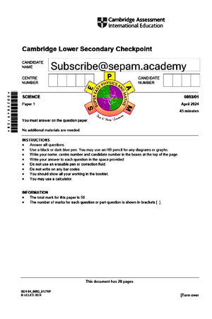 655264371 checkpoint science past papers april 2023 - This document has ...