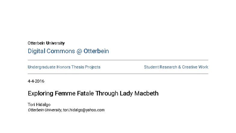 Exploring the Femme Fatale Archetype in Lady Macbeth (THR 401) - Studocu